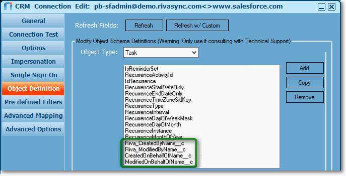 Refresh A Riva Salesforce Connection To Support Custom Audit Field Mappings Documentation And